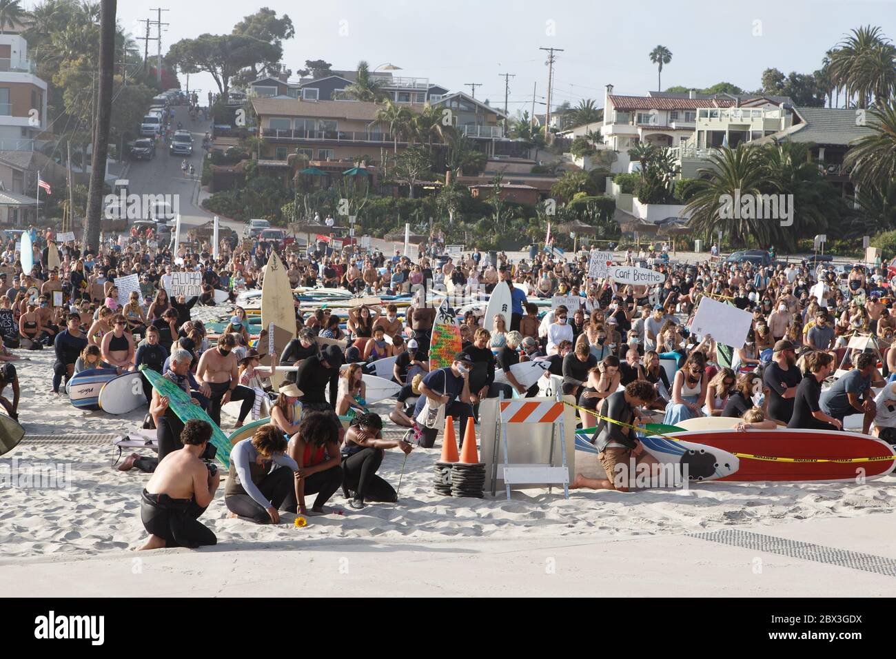 A Black Lives Matter protest at Moonlight Beach in Encinitas ...