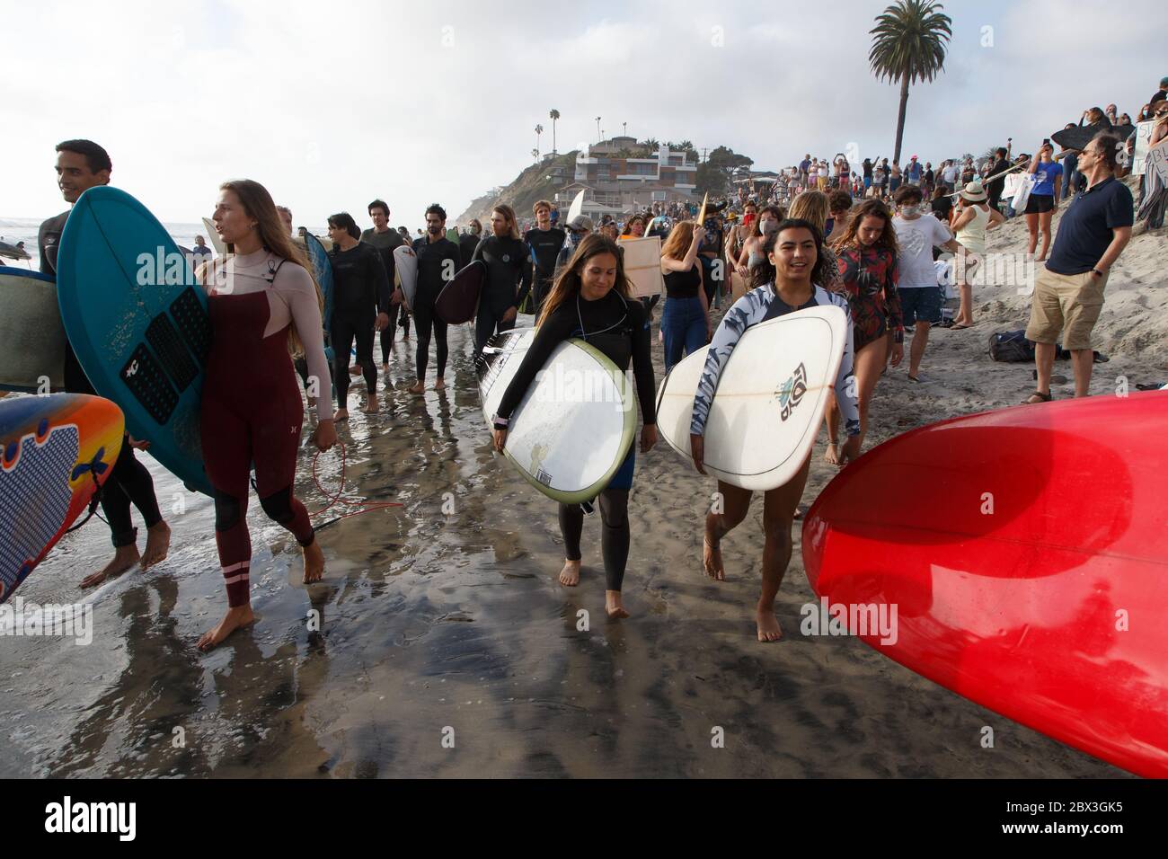 A Black Lives Matter protest at Moonlight Beach in Encinitas ...