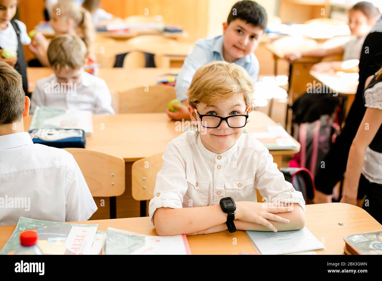 Little first-grader, girl-student goes to school on knowledge day ...