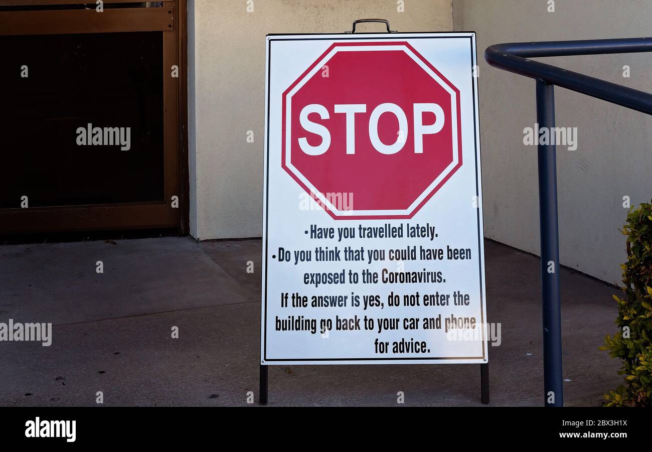Stop sign to prevent patients who may be carrying the pandemic virus ...