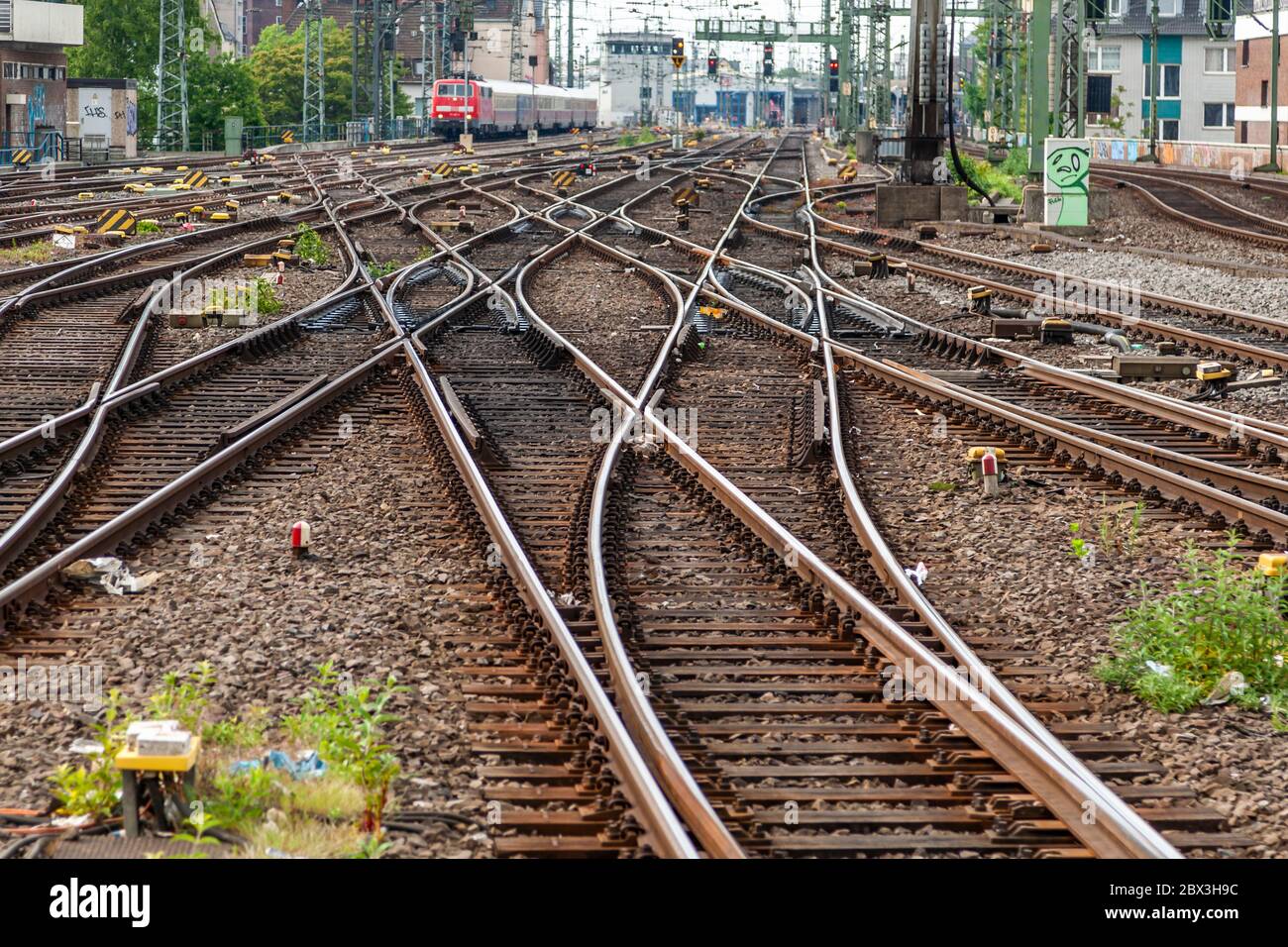 Tracks, switches, signals and overhead lines at Cologne Central Station ...