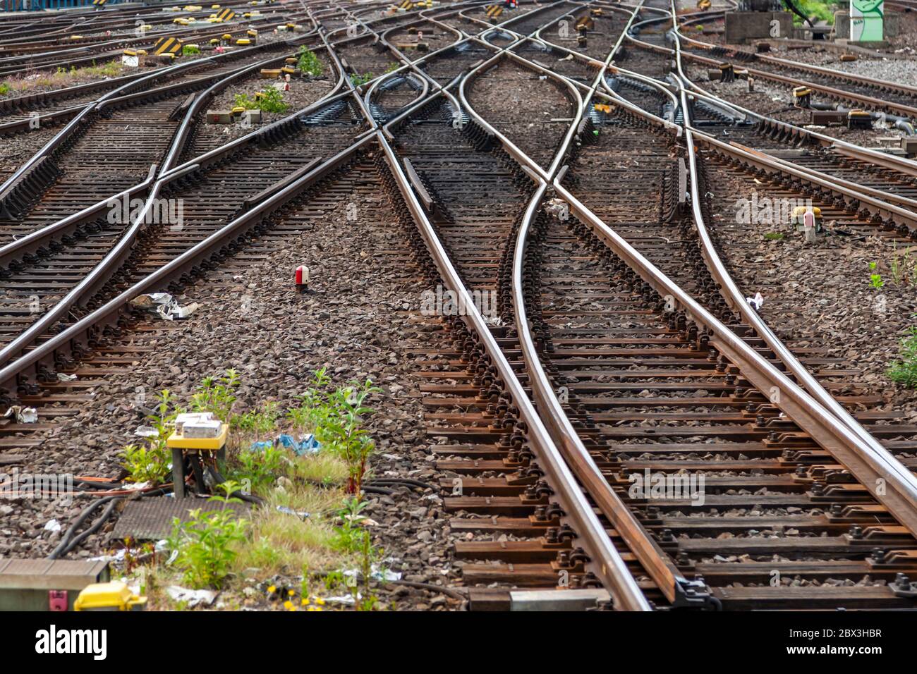 Tracks, switches, signals and overhead lines at Cologne Central Station ...