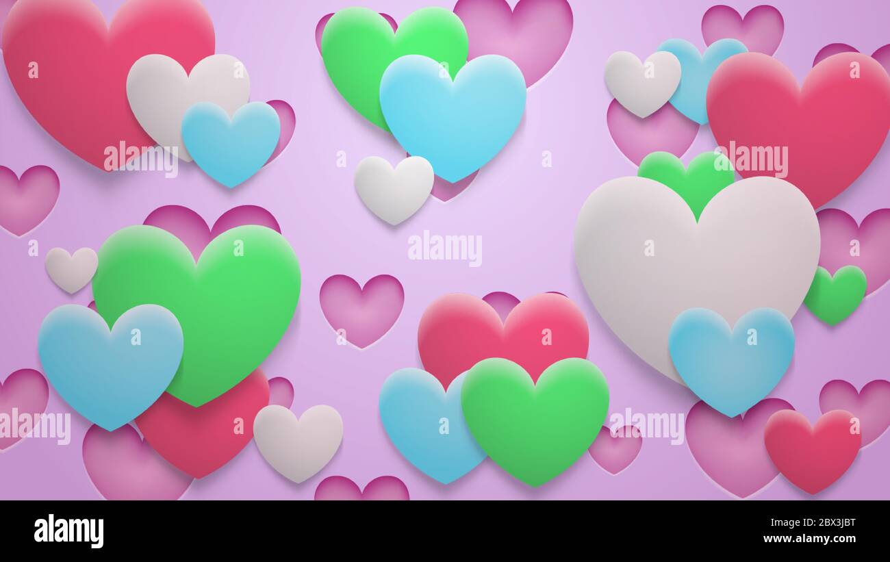 Abstract background of holes and multicolor hearts with shadows Stock ...