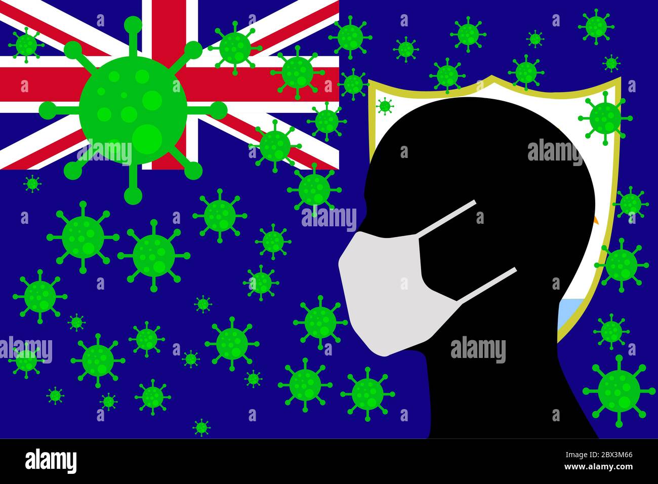 Human using a Mouth Face Masks or Mouth Cover ro surrounded wiht virus ...