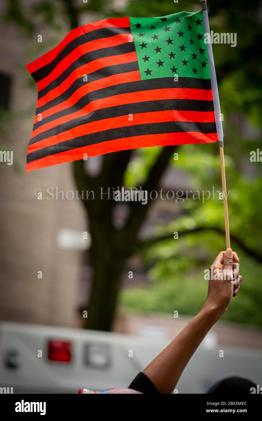 New York City, USA, 06/04/2020. Marchers participate in the 100 Black ...