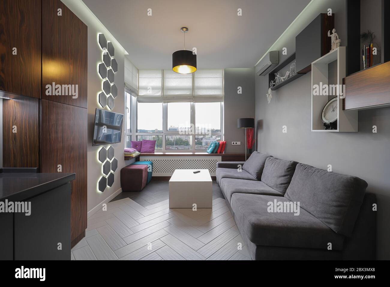 Modern interior design flat room studio Stock Photo - Alamy