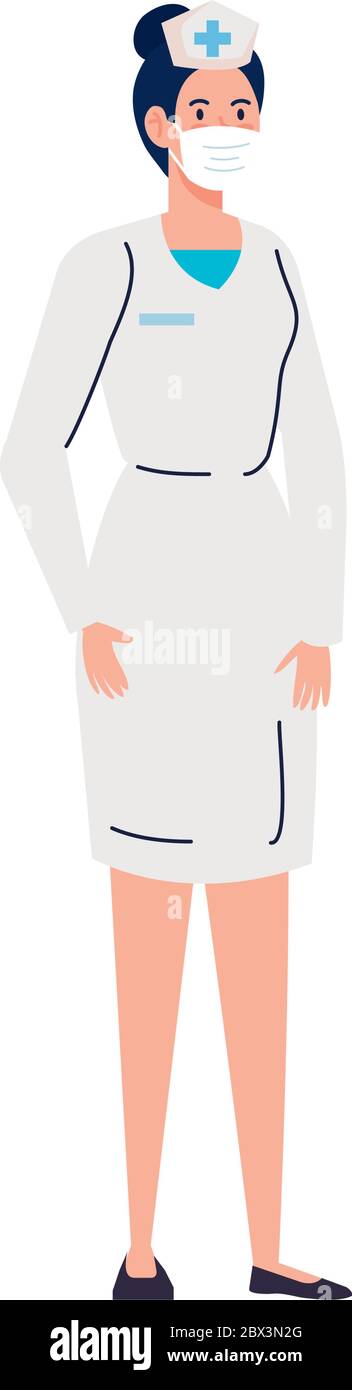 Female nurse with mask vector design Stock Vector Image & Art - Alamy