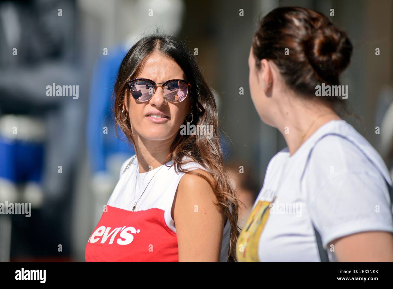 Italian women talking to each other in Via Sparano da Bari. Bari, Italy ...