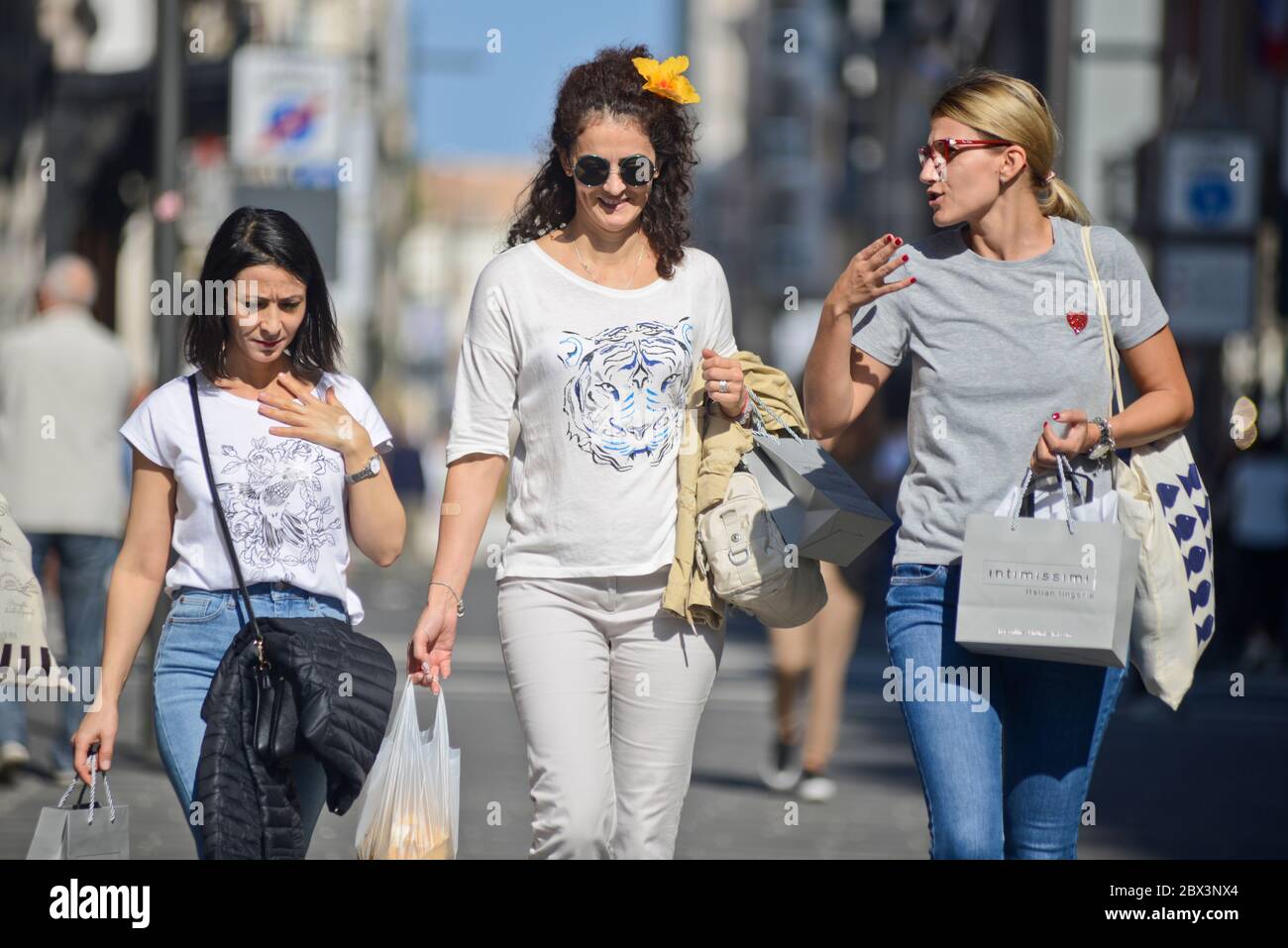 Italian women shopping in Via Sparano da Bari. Bari, Italy Stock Photo ...