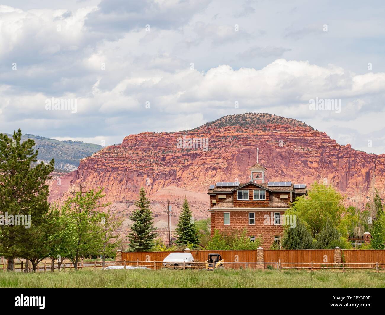 Exterior view of The Torrey Schoolhouse B&B Inn at Utah Stock Photo - Alamy