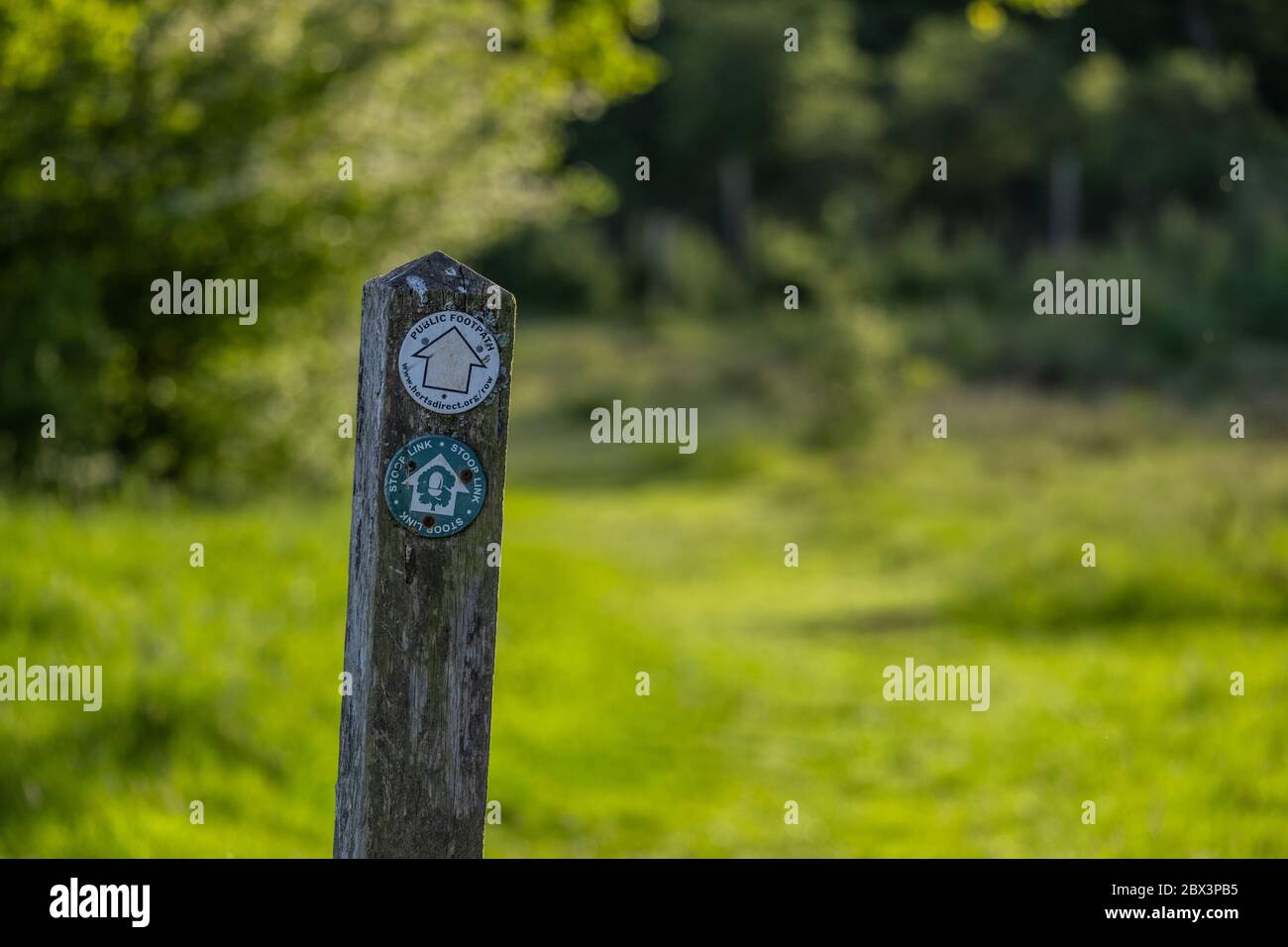 Public footpath way marker Stock Photo - Alamy