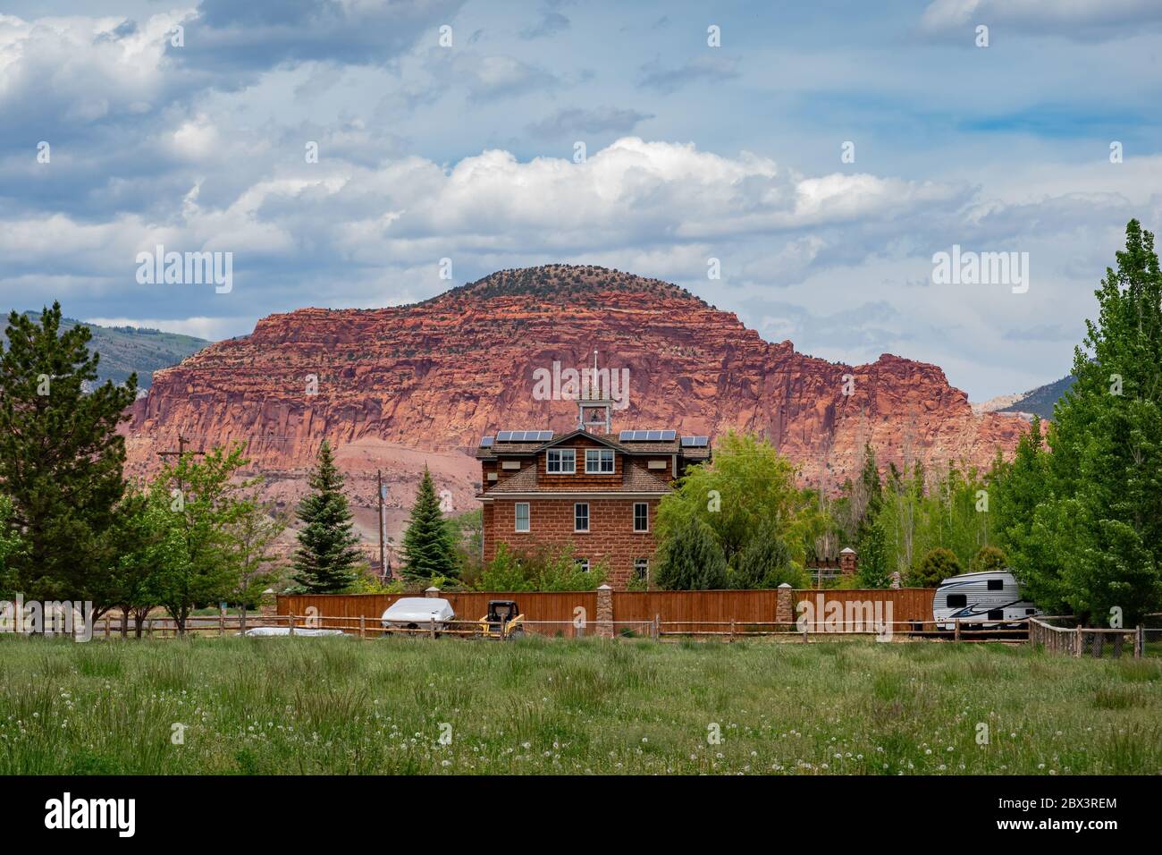 Exterior view of The Torrey Schoolhouse B&B Inn at Utah Stock Photo - Alamy