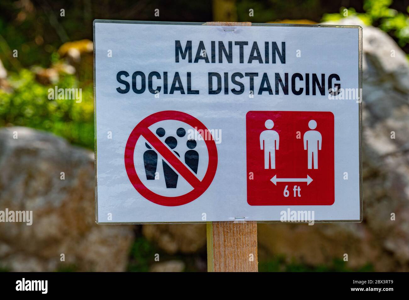 Maintain Social Distancing warning sign - GRAINAU, BAVARIA - MAY 26 ...