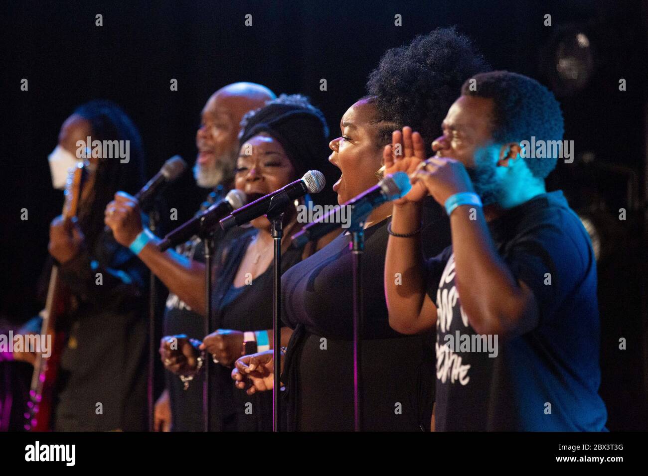 June 4, 2020: The opening band performs before the 1pm event started at ...