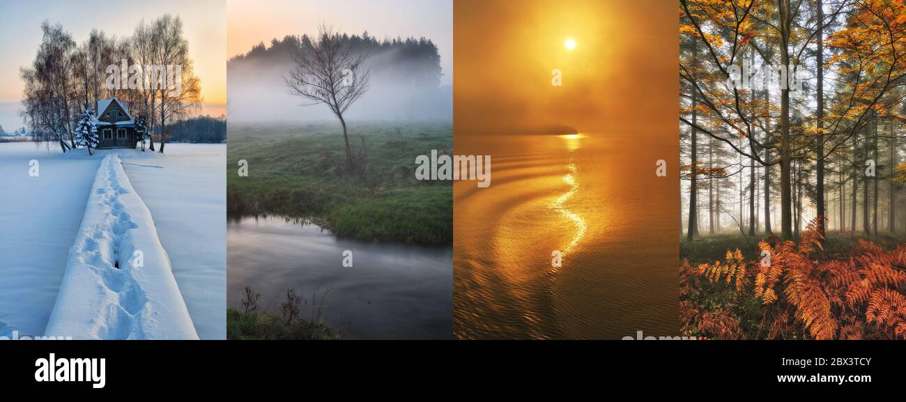 Four Seasons Collage - Spring, Summer, Autumn, Winter Stock Photo - Alamy
