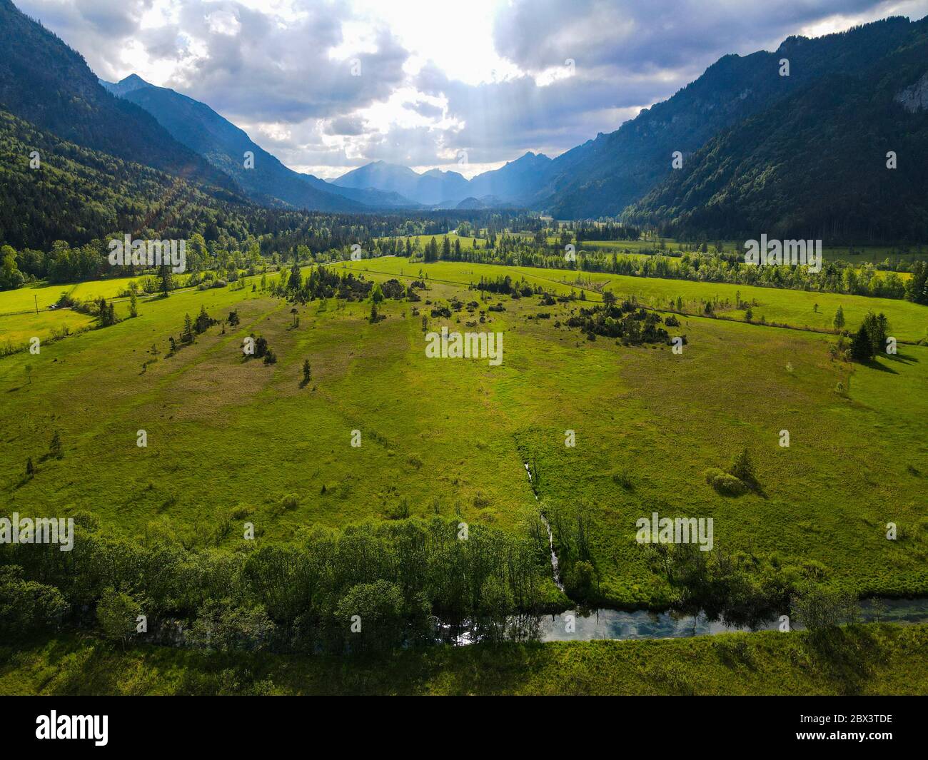 The typical landscape of Bavaria - the German Alps at Allgau Stock ...