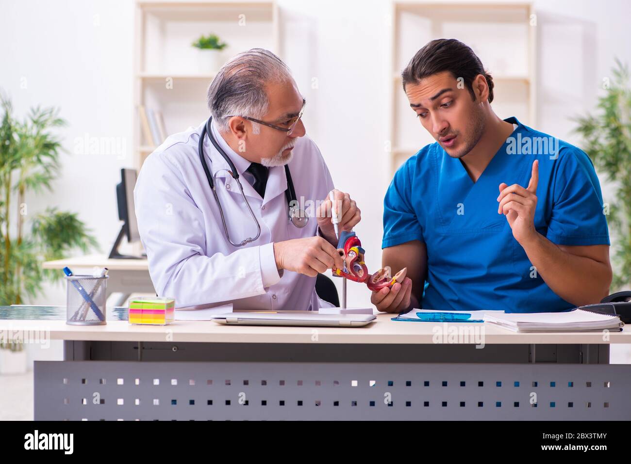 Two male doctors working in the modern clinic Stock Photo - Alamy