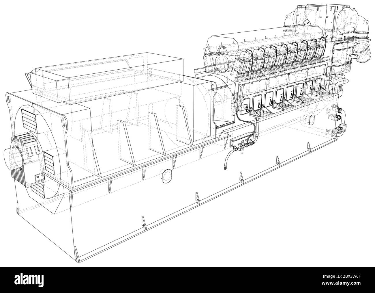 Diesel generator unit for factory. he layers of visible and invisible ...