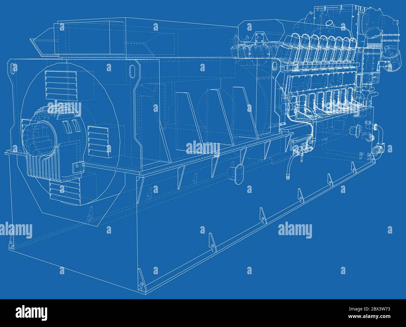 Generator. Diesel and gas industrial electric generator. The layers of ...