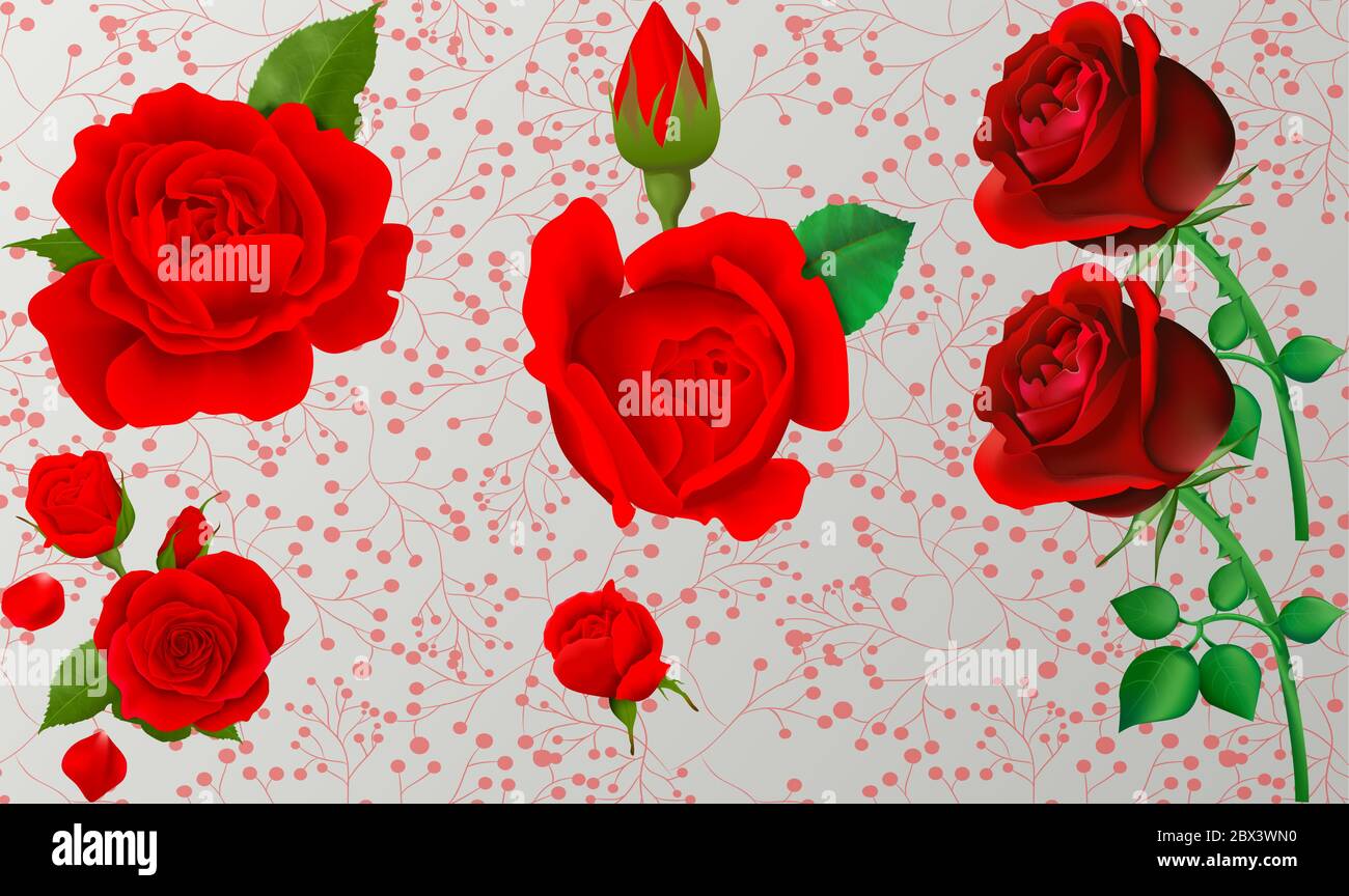 Digital art roses red Stock Vector Images - Alamy