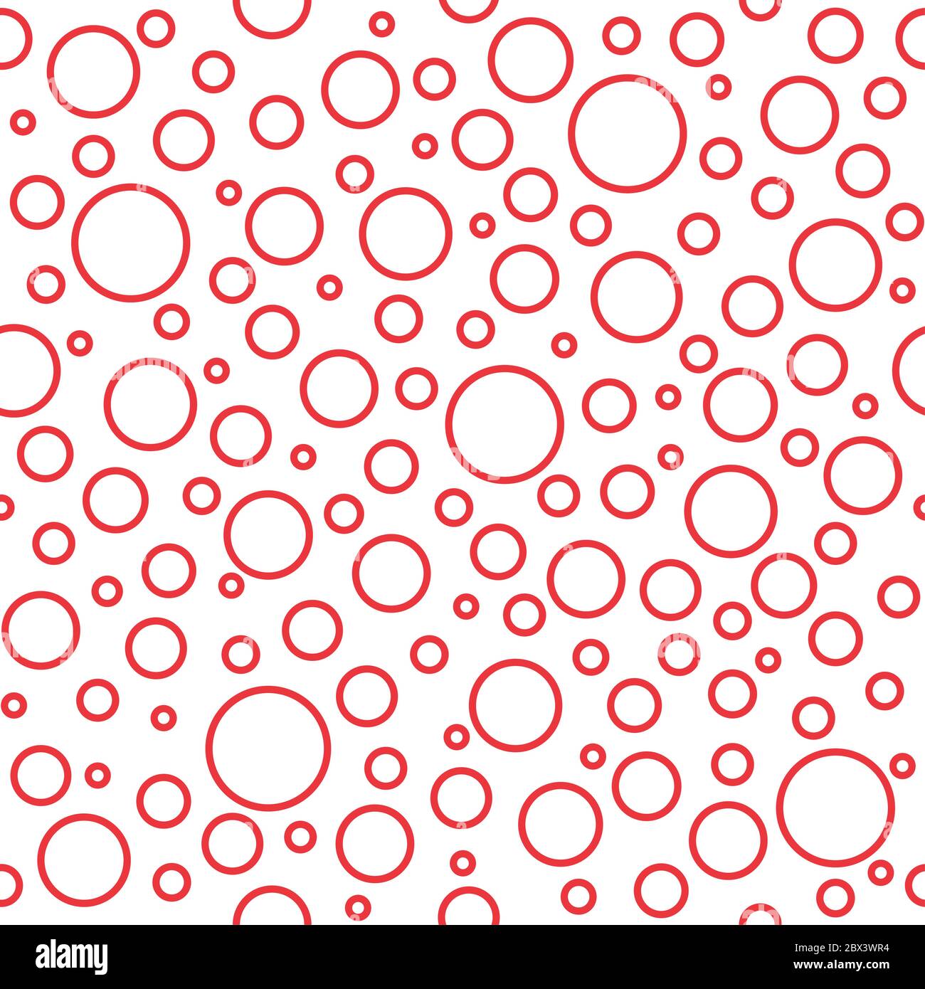 Seamless abstract pattern of little and big circles with red outline on ...