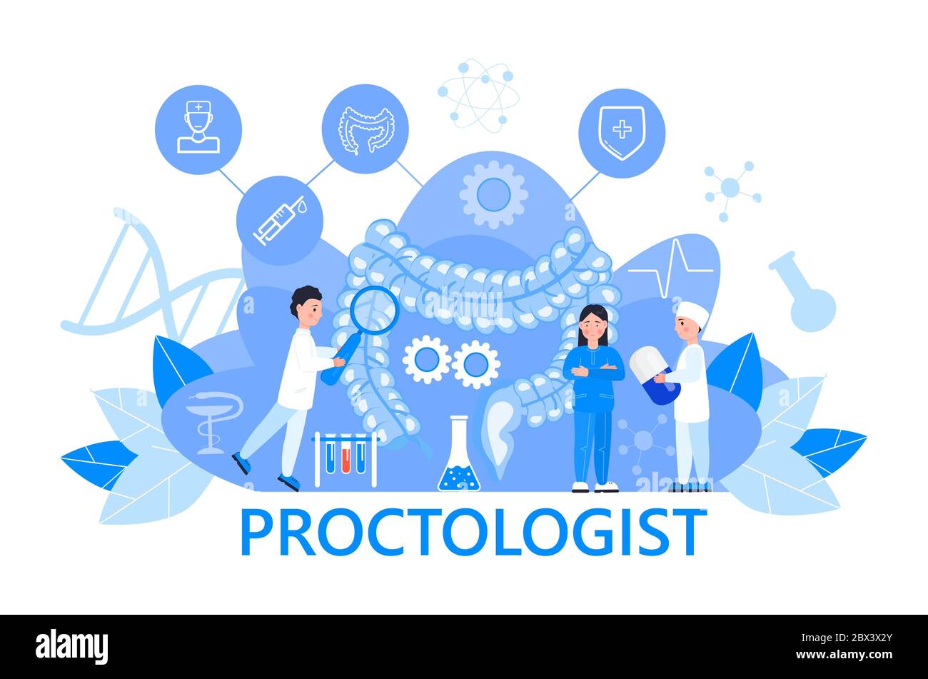 Proctologist concept vector for medical web. app. blog.Intestine ...