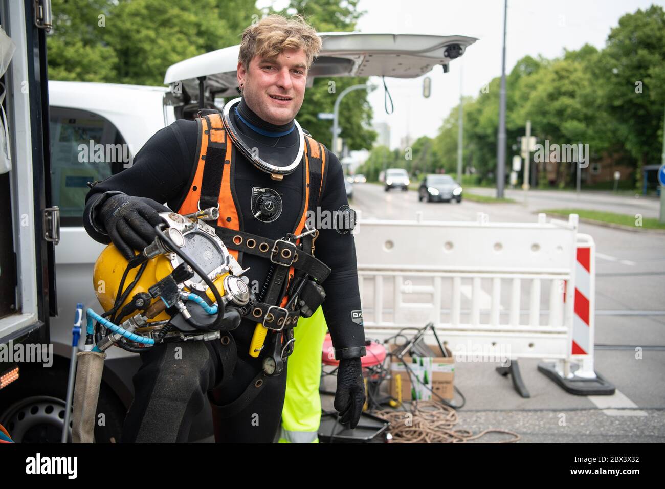 Munich, Germany. 28th May, 2020. Professional diver Marco Weisser is ...