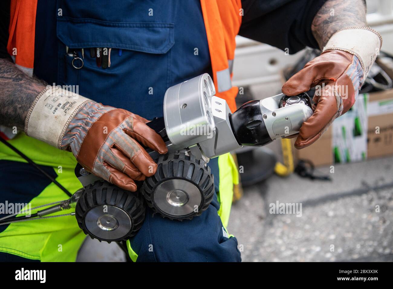 Munich, Germany. 28th May, 2020. An employee of Stadtwerke München ...