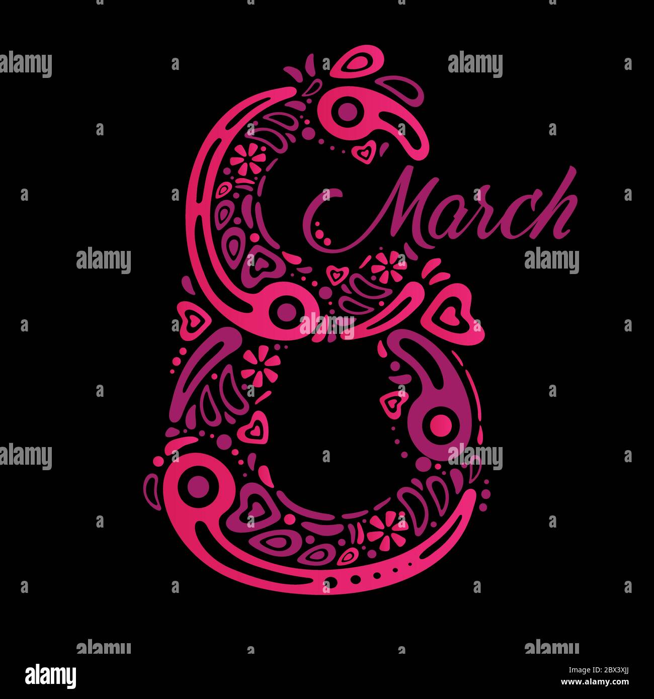 8 March. Vector illustration to The International women's day. Number ...