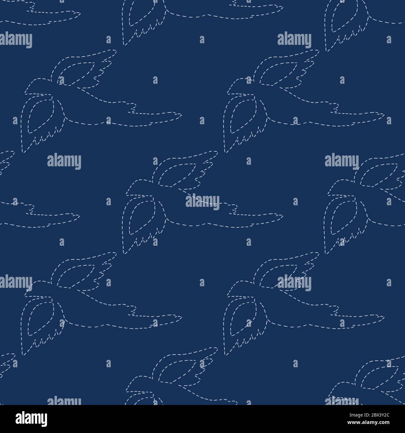 Bird Motif Embroidery Sashiko Kantha Vector Pattern. Asian Needlework ...