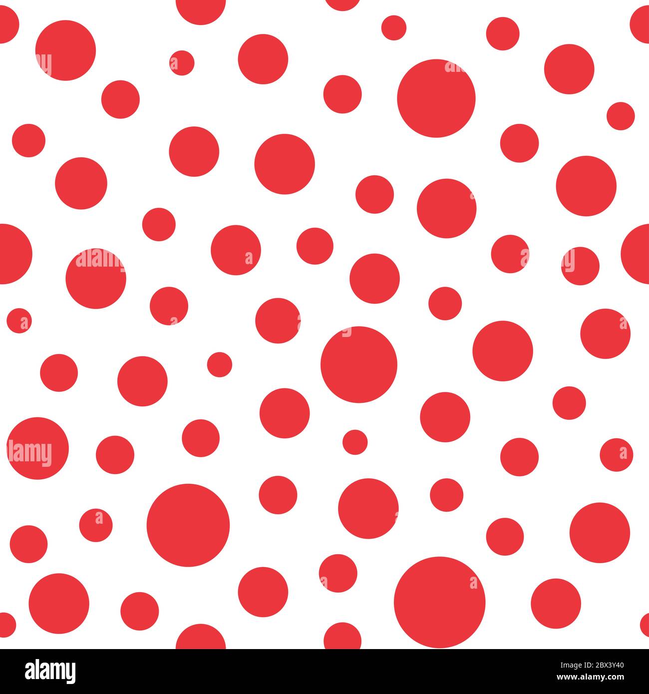 Seamless abstract pattern with big circles and dots of red color ...