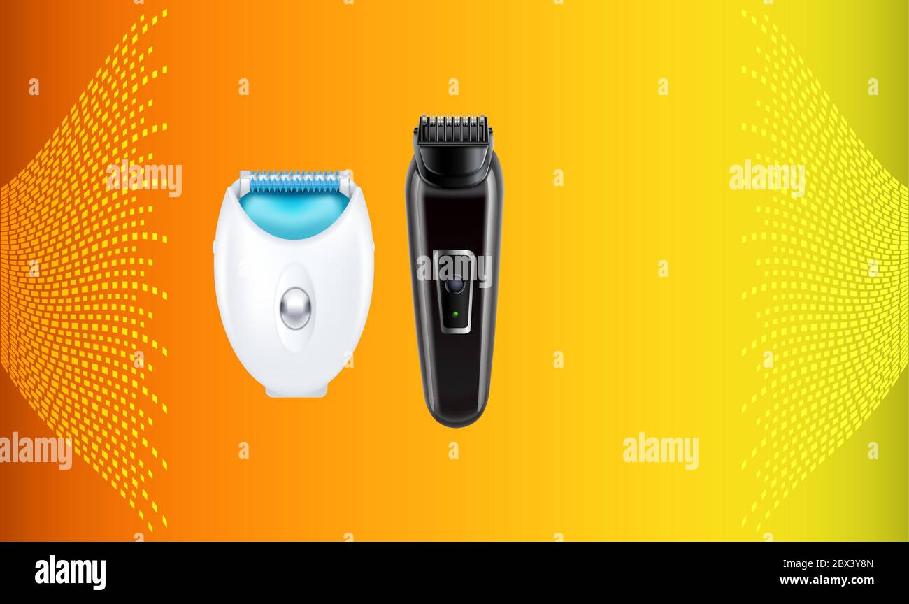 mock up illustration of couple hair trimmers on abstract background ...