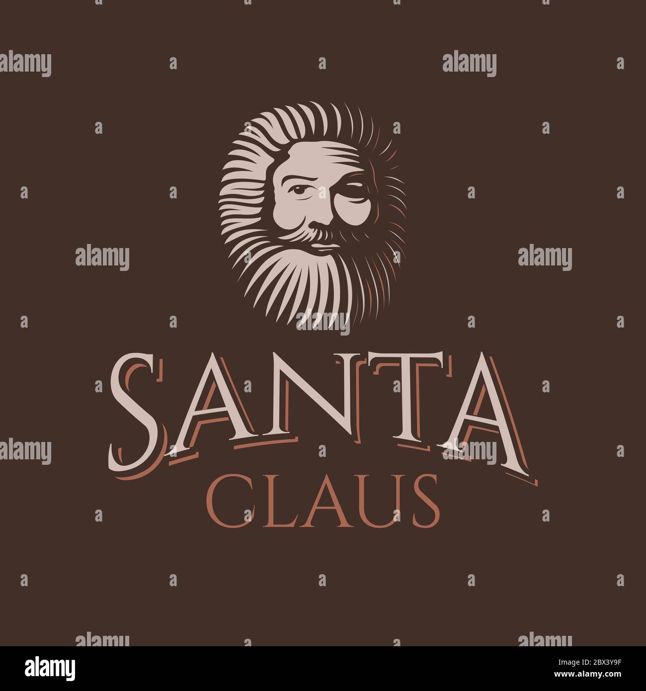 Vintage Santa Claus head logo silhouette or retro emblem without hat ...