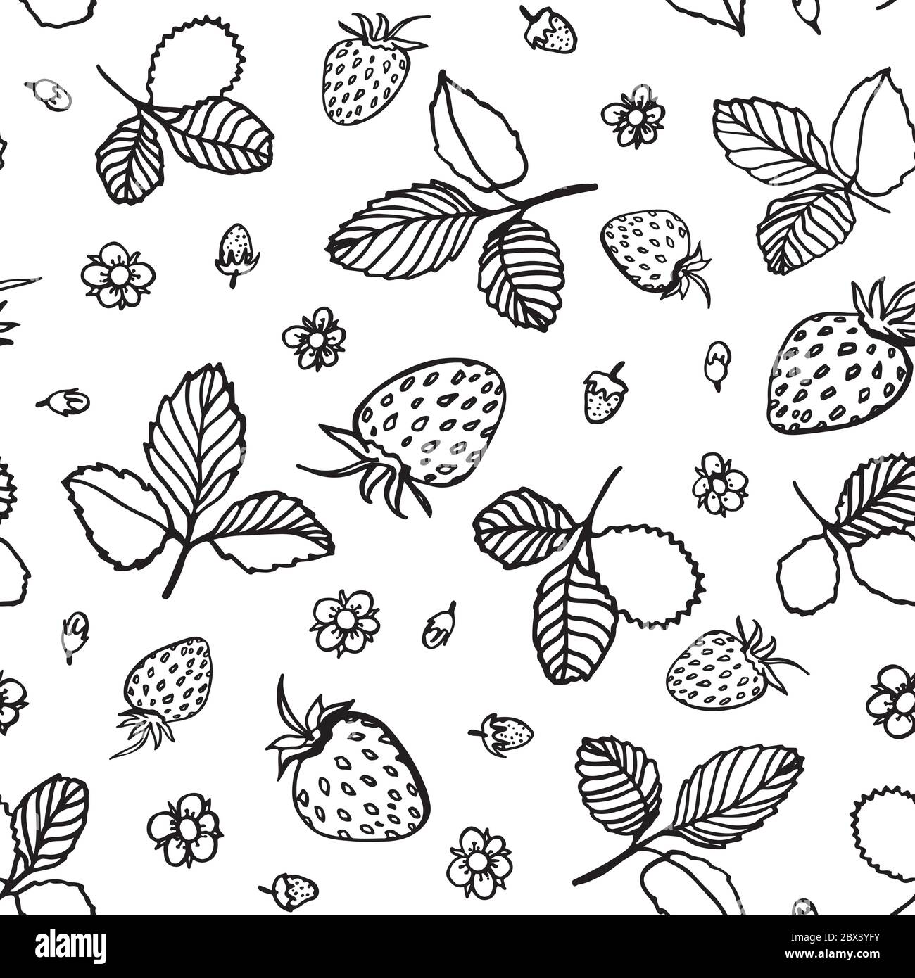Vector strawberry pattern. Graphic modern line art repeating design ...