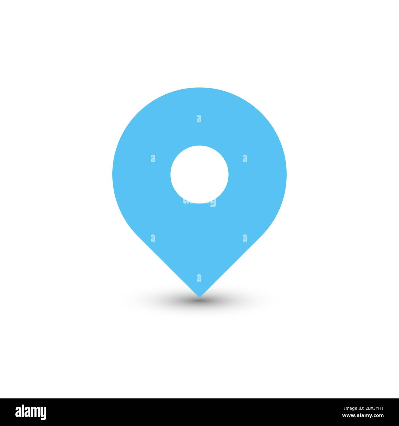 Blue map pointer with dropped shadow on white background. EPS10 vector ...