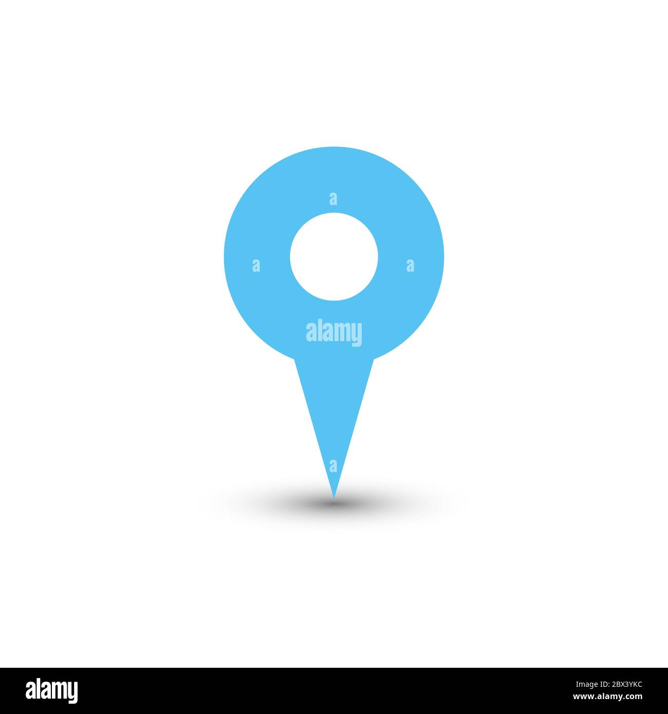 Blue map pointer with dropped shadow on white background. EPS10 vector ...