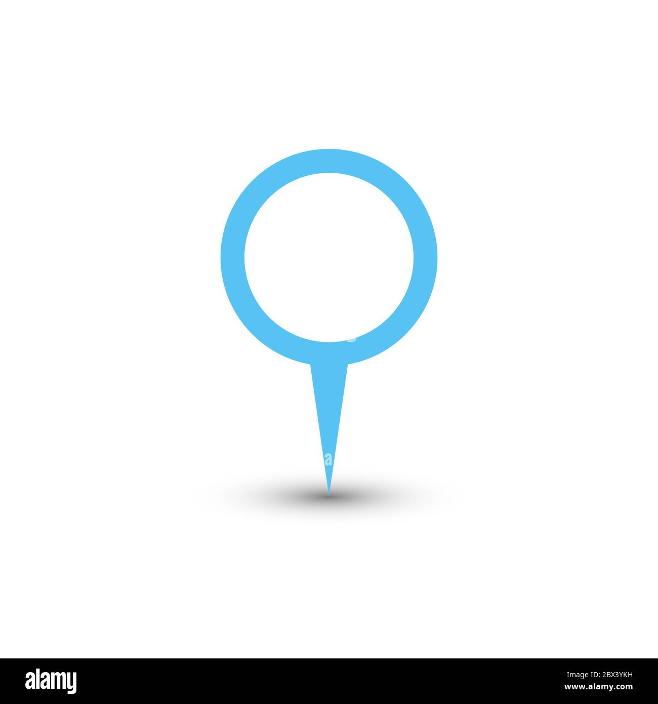 Blue map pointer with dropped shadow on white background. EPS10 vector ...