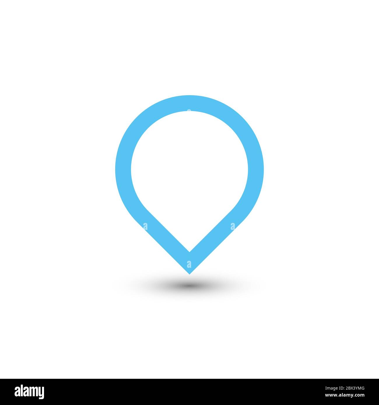 Blue map pointer with dropped shadow on white background. EPS10 vector ...