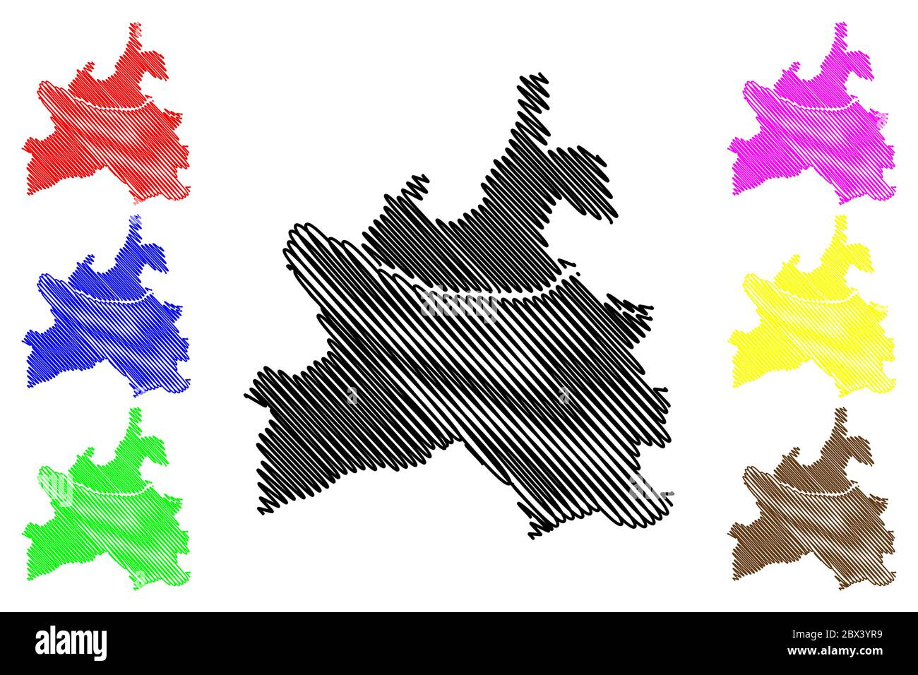 Maribor City (Republic of Slovenia) map vector illustration, scribble ...