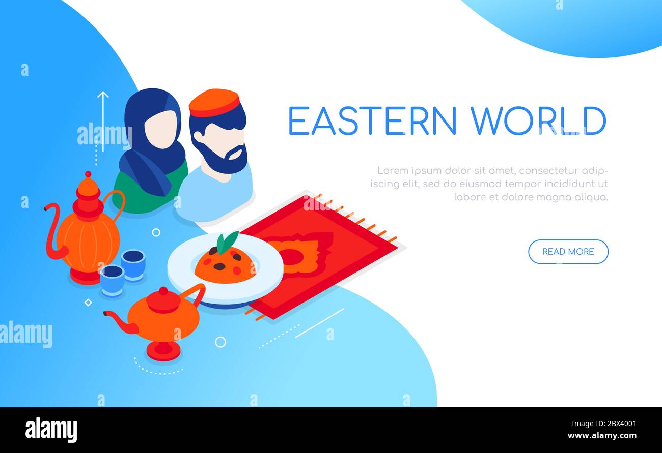 Eastern world - modern vector colorful isometric web banner Stock ...