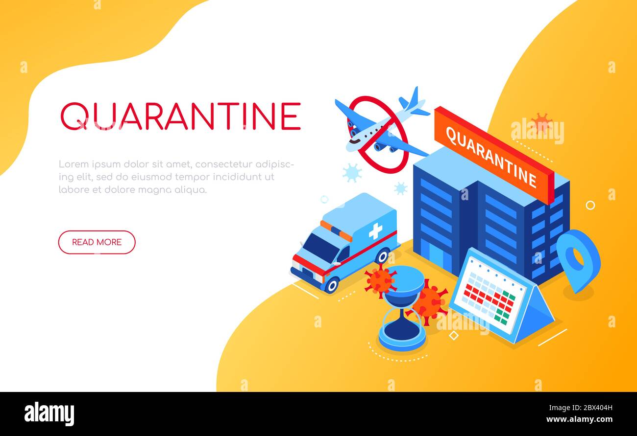 Covid-19 virus and quarantine - colorful isometric web banner Stock ...