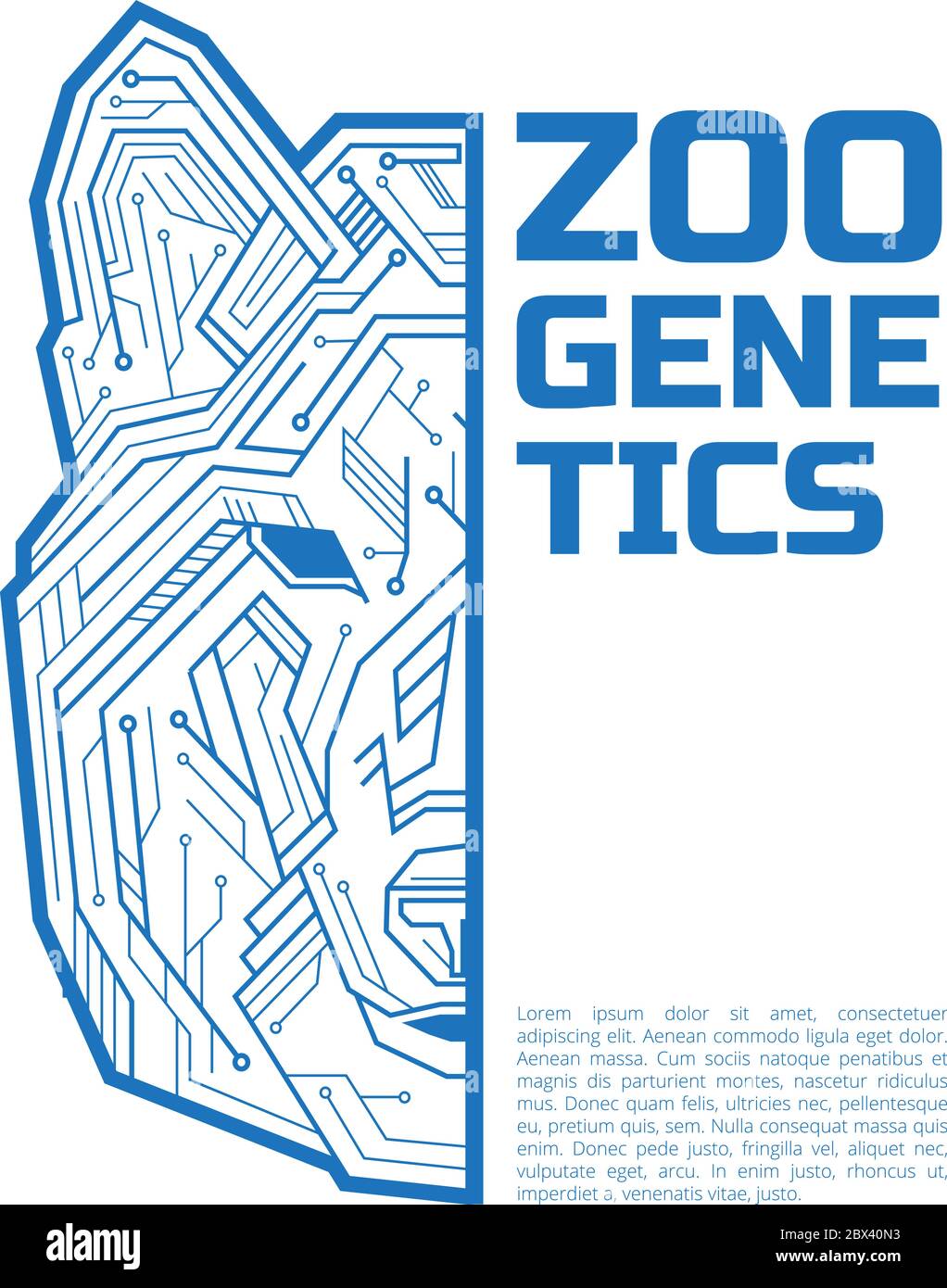 Zoo genetics logo. A half of a dog, coyote or wolf head consisting of ...