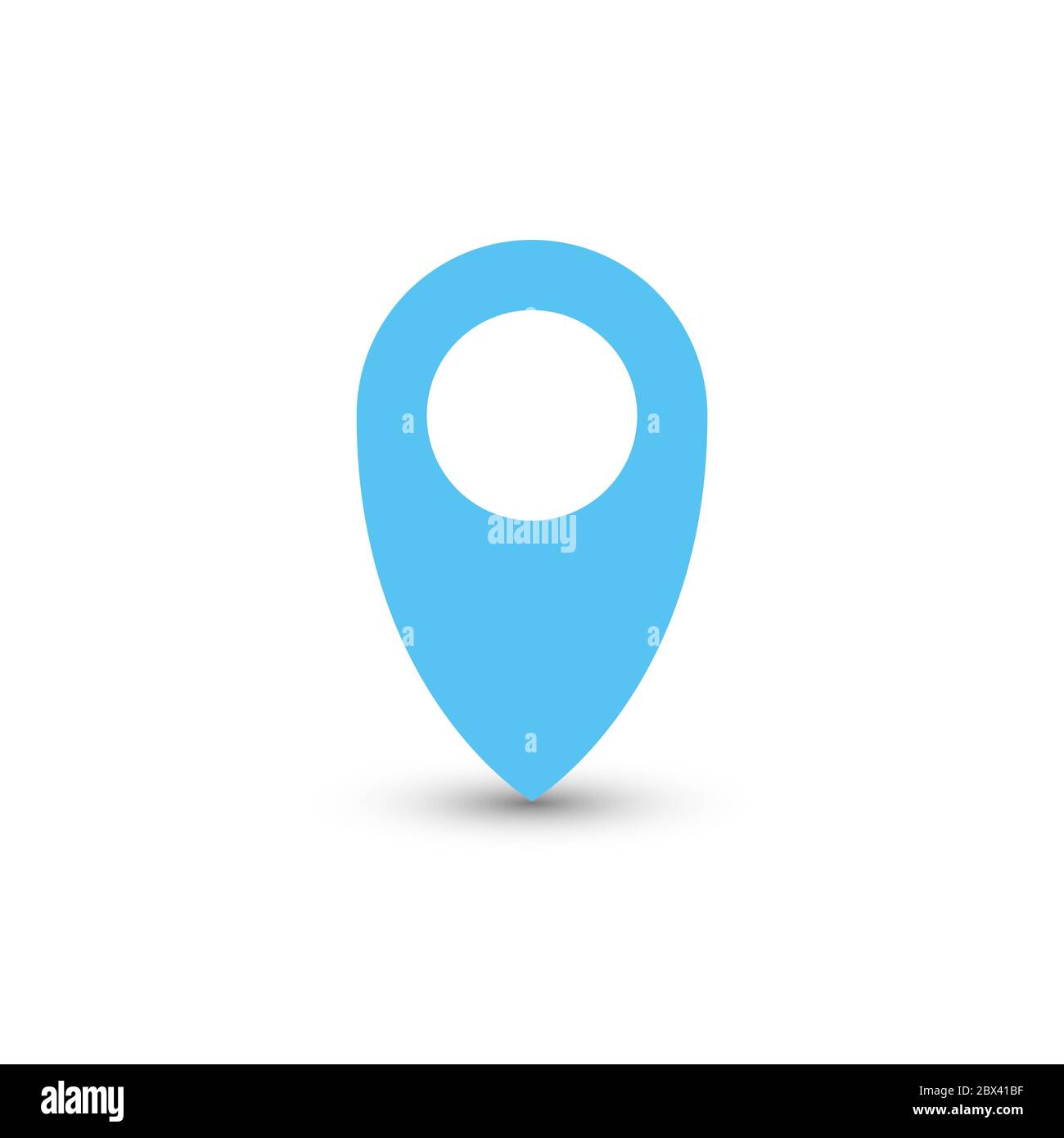 Blue map pointer with dropped shadow on white background. EPS10 vector ...