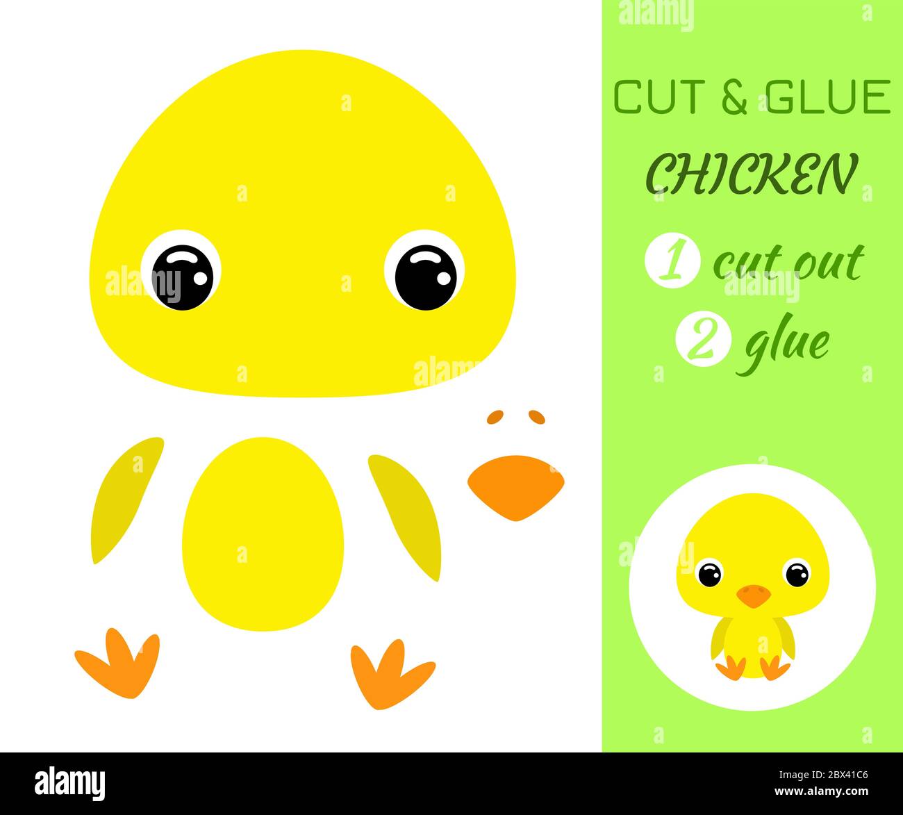 Cut and glue baby sitting chicken. Color paper application game ...