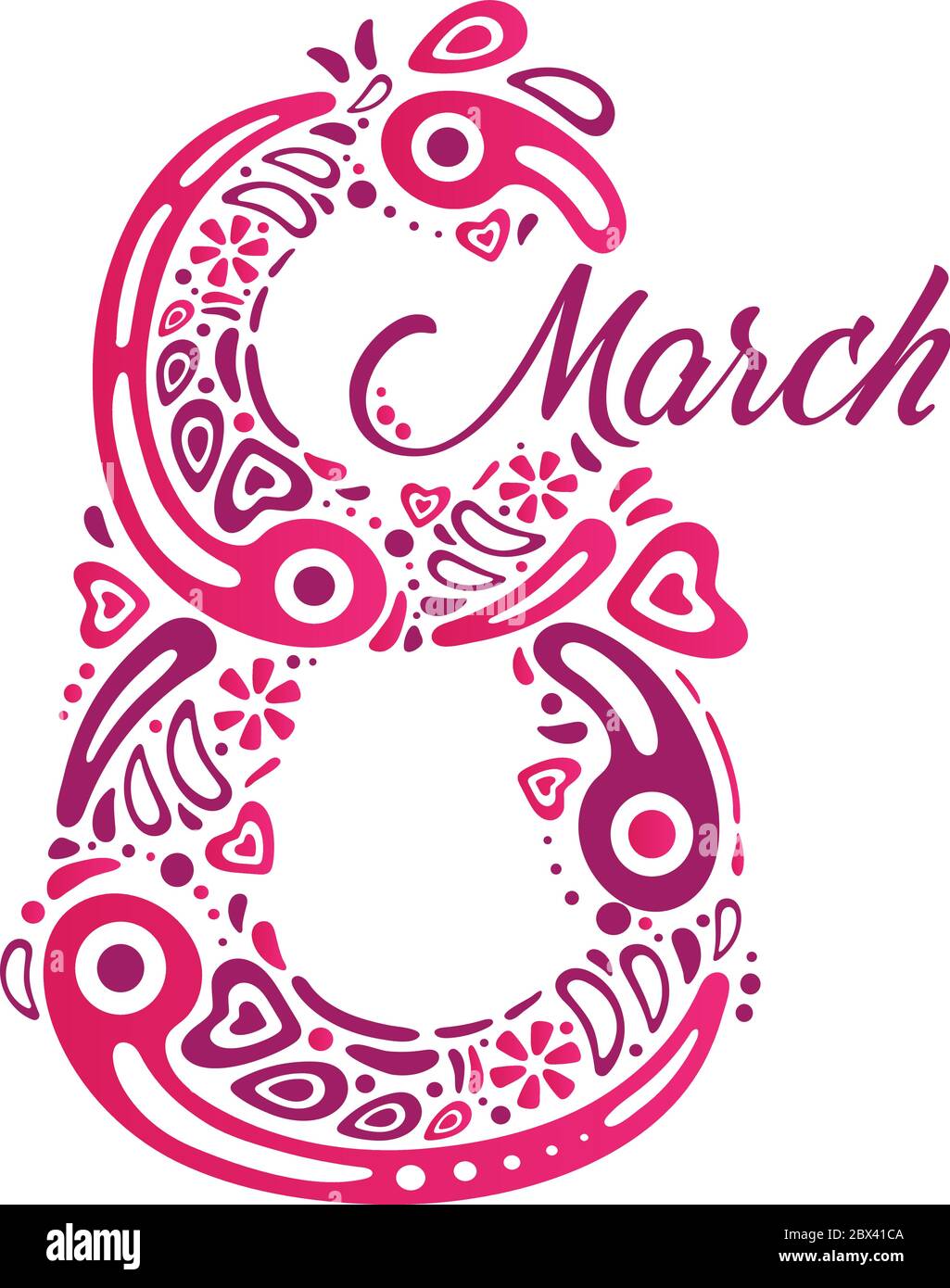 8 March. Vector illustration to The International women's day. Number ...