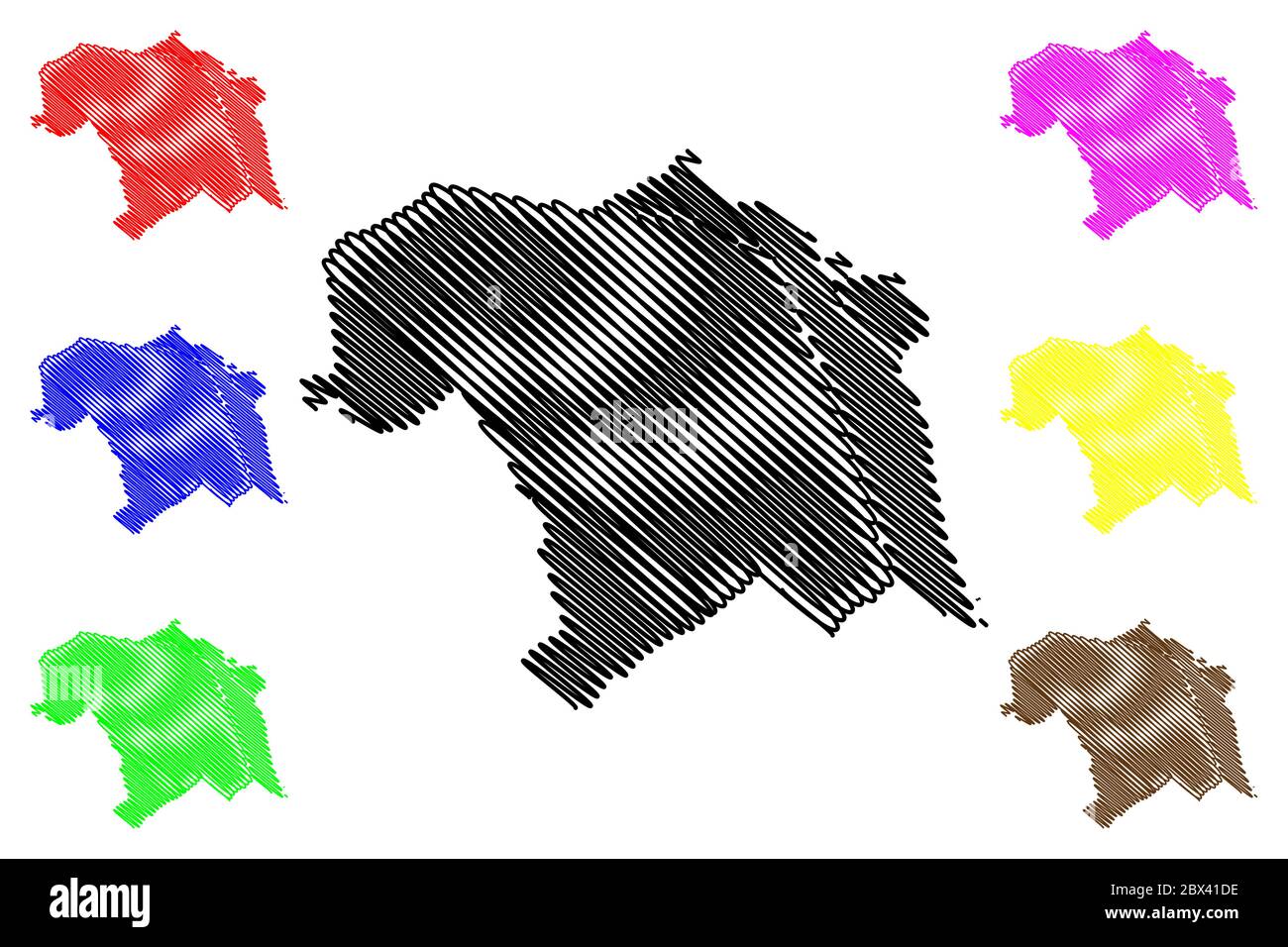 Nancy City (French Republic, France) map vector illustration, scribble ...