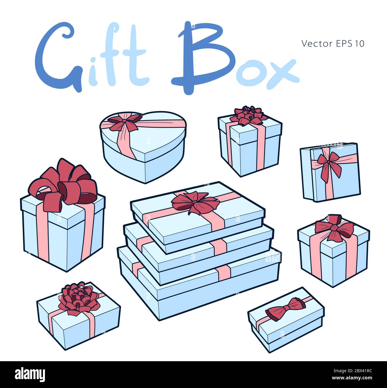 Vector gift box collection with bows and ribbons Stock Vector Image ...
