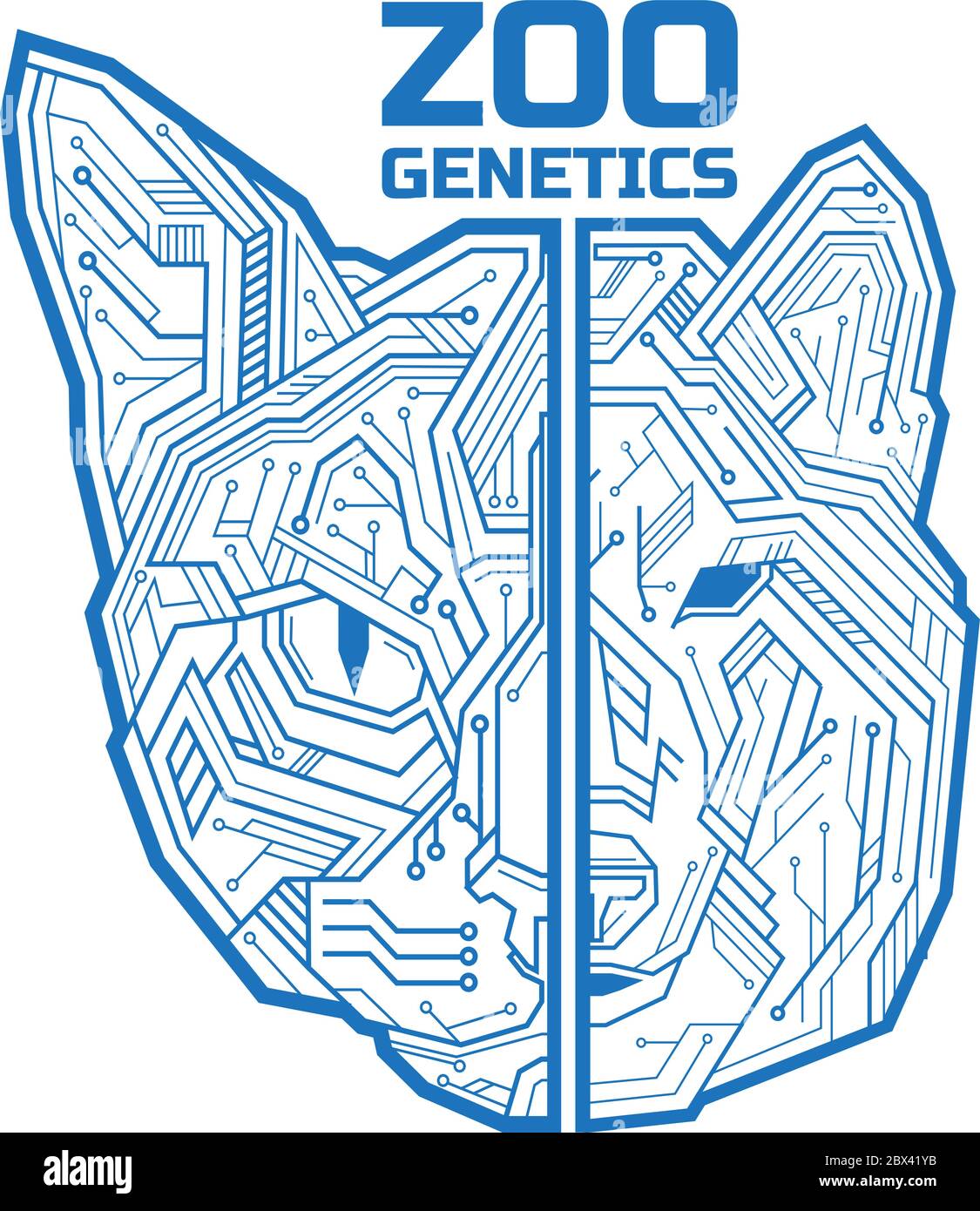 A half of a dog or wolf head with half of a cat head consisting of ...