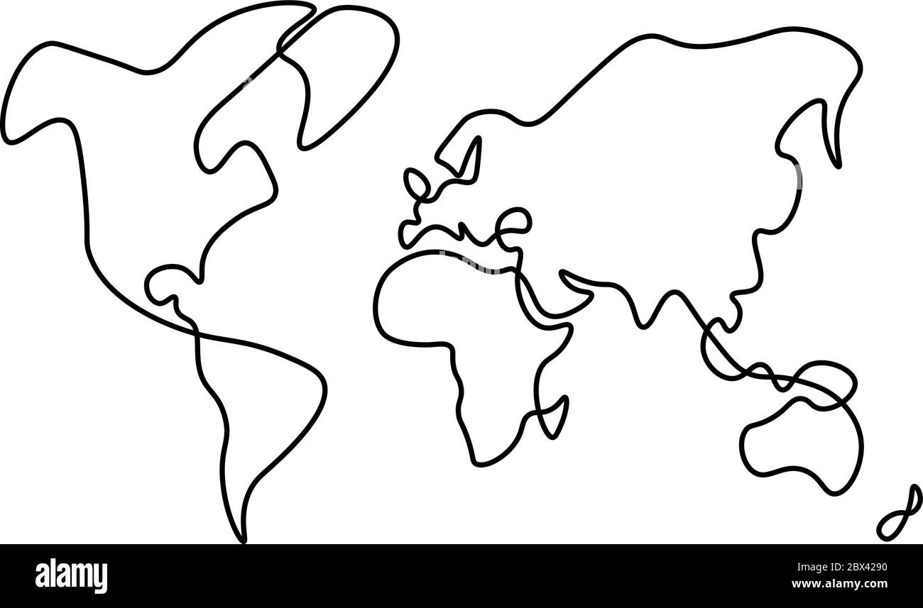 Hand-drawn map of World. Solid thick black vector line Stock Vector ...