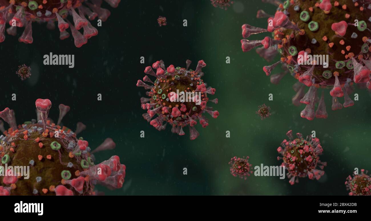 COrona VIrus under the microscope 3d macro illustration background ...